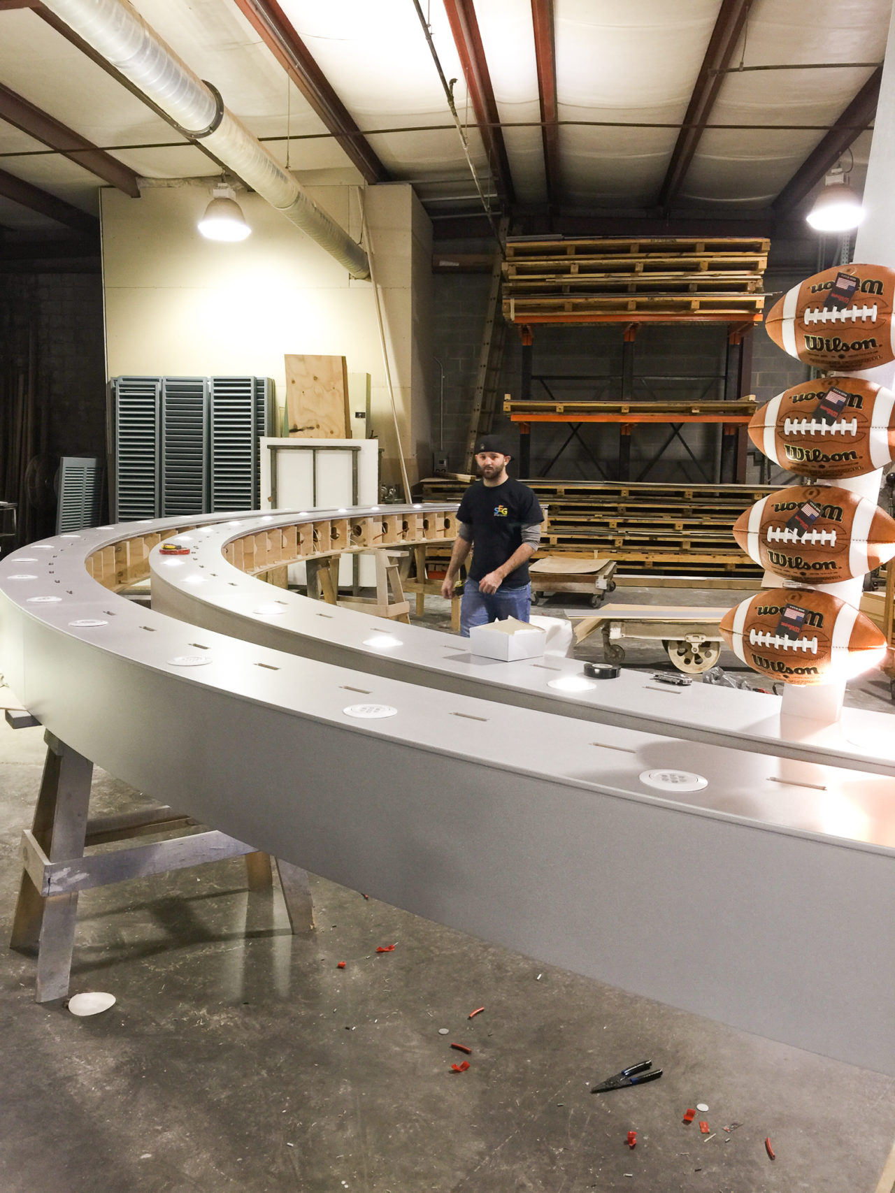 ESPN Custom Millwork Football Installation - SEG Systems